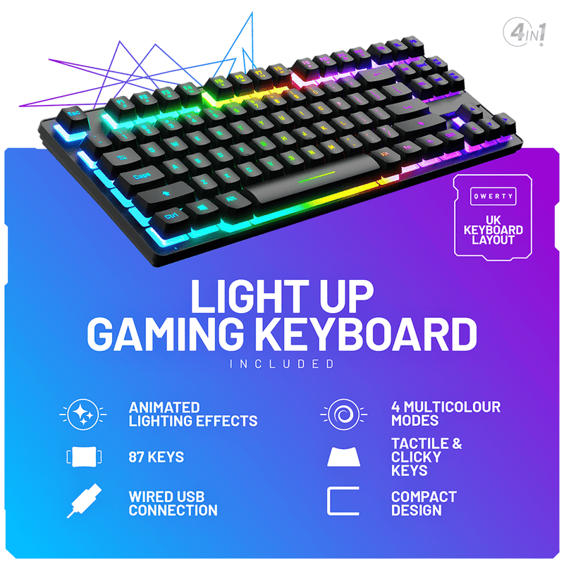 Stealth Light Up Gaming Setup Bundle – Keyboard, Mouse, Mouse Pad, C6 ...